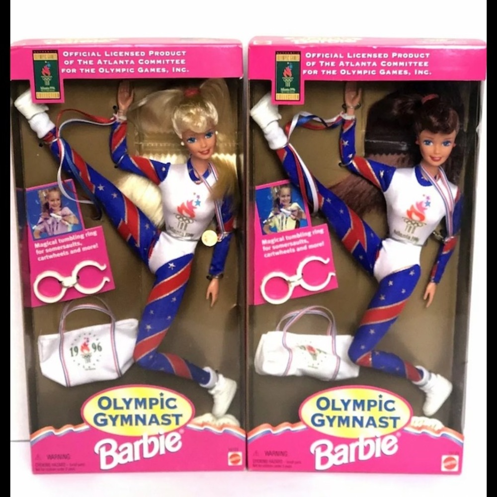 1995 Vintage Olympic Gymnast Barbie Dolls Lot Of 2 - Gem